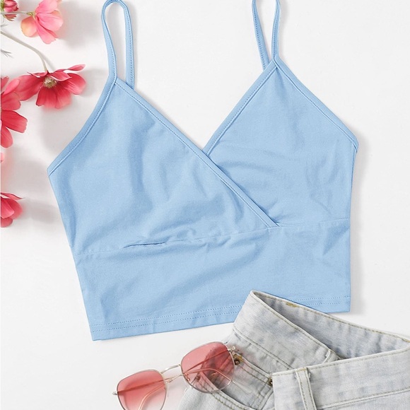 SHEIN | Tops | Shein Sky Blue Crop Top | Poshmark